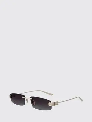 Balenciaga Rectangular Aviator Metal Sunglasses With Monogram Logo - Silver