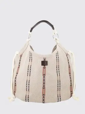Isabel Marant Étoile Byron Ethnic Embroidered Cotton Tote Bag With Leather Handles - Beige