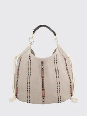 Isabel Marant Étoile Byron Ethnic Embroidered Cotton Tote Bag With Leather Handles - Beige