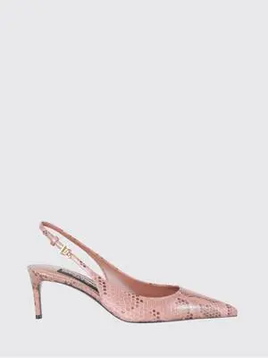 Dolce & Gabbana Python-print Leather Slingback Pumps With Dg Logo