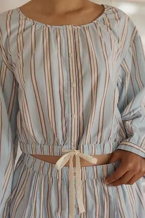 LYREBIRD Long Sleeve Buttondown Bubble Top