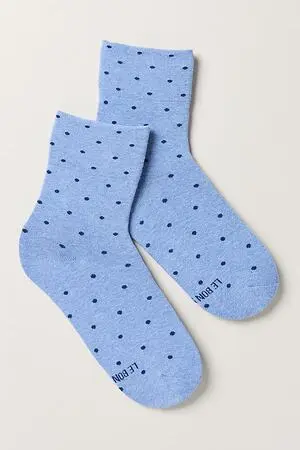 LE BON SHOPPE Le Bon Shoppe Ribbed Polka Dot Crew Socks Blue/navy