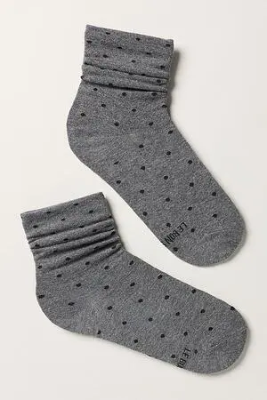 LE BON SHOPPE Le Bon Shoppe Ribbed Polka Dot Crew Socks Charcoal/black