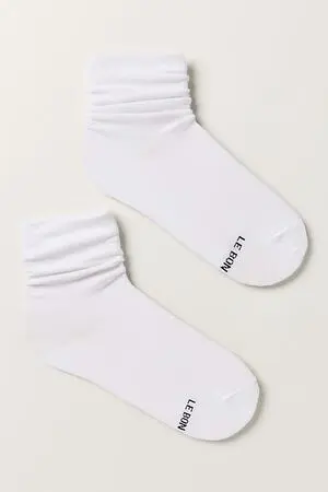 LE BON SHOPPE Le Bon Shoppe Ribbed Polka Dot Crew Socks White