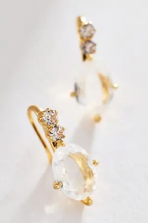 Anthropologie Gemstone Huggie Earrgs - Clear