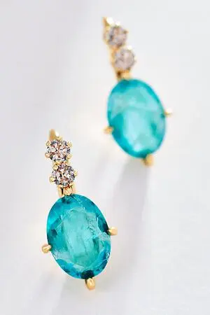 Anthropologie Gemstone Huggie Earrgs - Turquoise