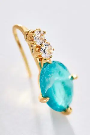 Anthropologie Gemstone Huggie Earrgs - Turquoise