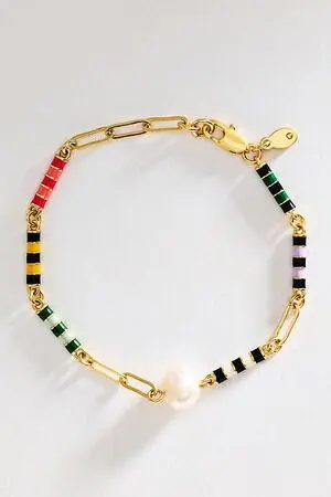 Clare V. Le Stripe Pearl Bracelet - Multi