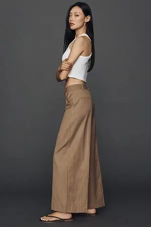 WHITEROOM + CACTUS Wrap Front Pinstriped Wide Leg Trousers