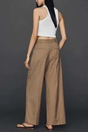 WHITEROOM + CACTUS Wrap Front Pinstriped Wide Leg Trousers