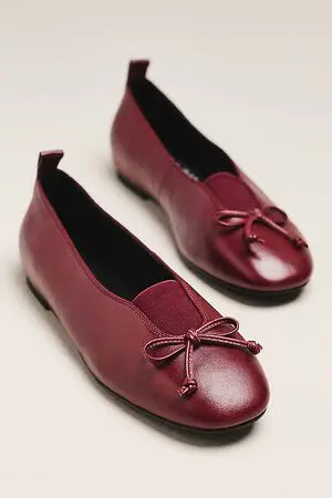 BIBI LOU Elastic Ballet Flats With Bow Detailing - Carmin