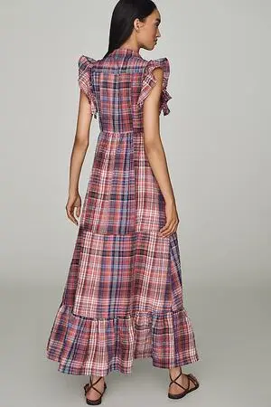PILCRO Button-front Ruffle Maxi Dress
