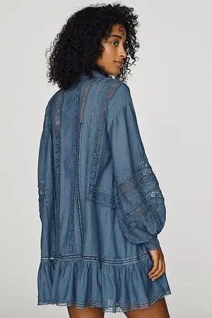 Anthropologie Lace Paneled Shirtdress