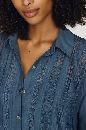Anthropologie Lace Paneled Shirtdress