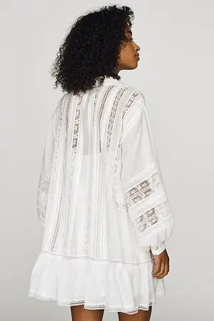 Anthropologie Lace Panel Shirtdress - White