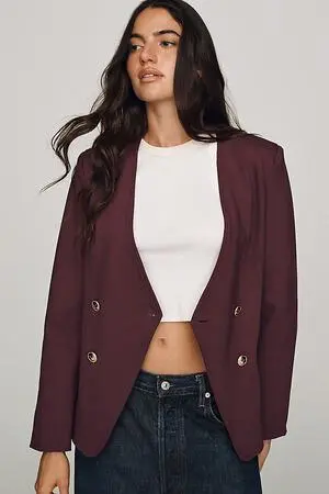 Maeve Tailored Blazer Jacket - Wine
