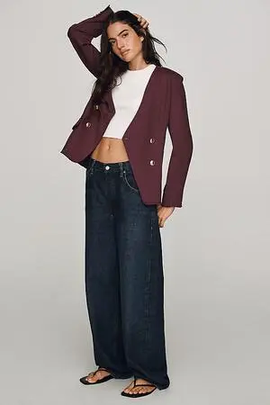 Maeve Tailored Blazer Jacket - Wine