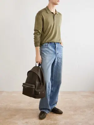 Saint Laurent City Leather-trimmed Twill Backpack