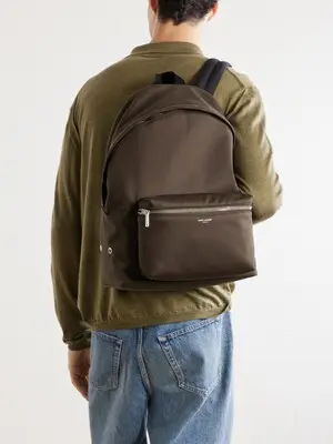 Saint Laurent City Leather-trimmed Twill Backpack