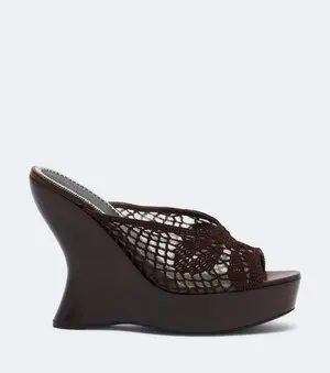 Magda Butrym Crochet Wedge Mules - Brown