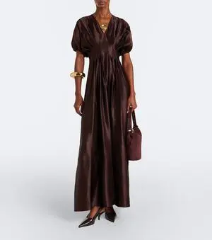 JOSEPH Nova Pleated Linen And Silk Maxi Dress