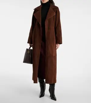 Nour Hammour Althea Suede Wrap Coat