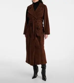 Nour Hammour Althea Suede Wrap Coat