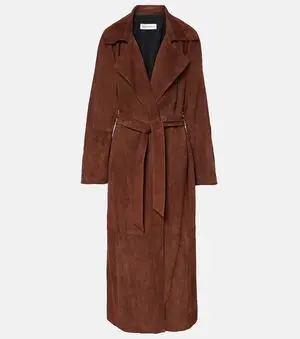 Nour Hammour Althea Suede Wrap Coat - Brown
