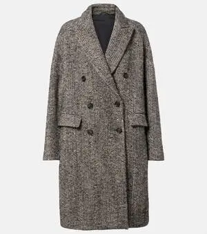 Brunello Cucinelli Herringbone Wool-blend Coat - Brown