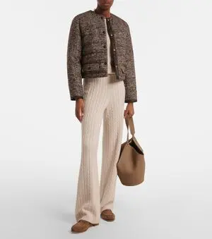 Agnona Cable-knit Cashmere Wide-leg Pants