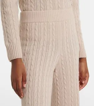 Agnona Cable-knit Cashmere Wide-leg Pants