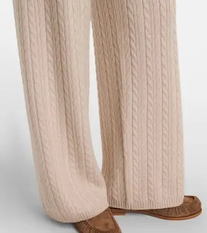 Agnona Cable-knit Cashmere Wide-leg Pants