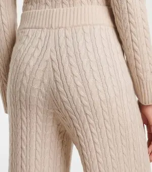 Agnona Cable-knit Cashmere Wide-leg Pants