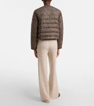 Agnona Cable-knit Cashmere Wide-leg Pants
