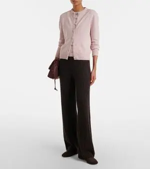 Agnona Cable-knit Cashmere Wide-leg Pants - Brown