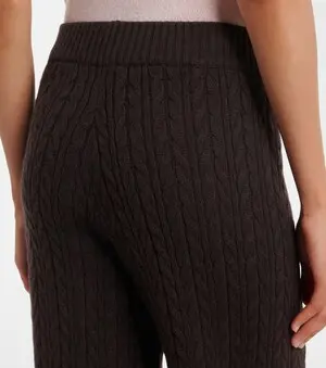 Agnona Cable-knit Cashmere Wide-leg Pants - Brown