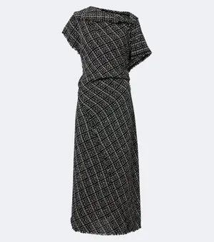 Erdem Checked Cotton-blend Tweed Midi Dress