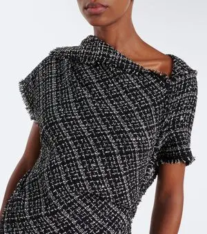 Erdem Checked Cotton-blend Tweed Midi Dress