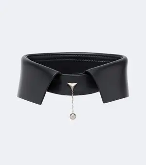 Fendi Embellished Leather Collar - Black