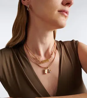 MARIE LICHTENBERG 18kt Yellow And Leather Diamond Pendant Necklace