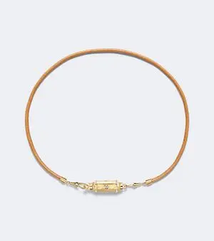 MARIE LICHTENBERG 18kt Yellow And Leather Diamond Pendant Necklace - Gold