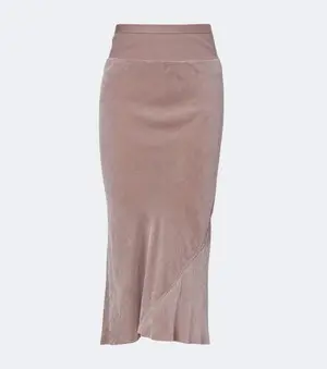 Rick Owens Velvet Midi Skirt - Pink