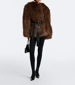 Magda Butrym Belted Faux Fur Jacket