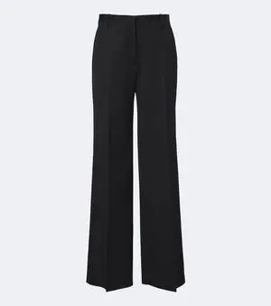 Fendi Virgin Wool Wide-leg Pants - Black