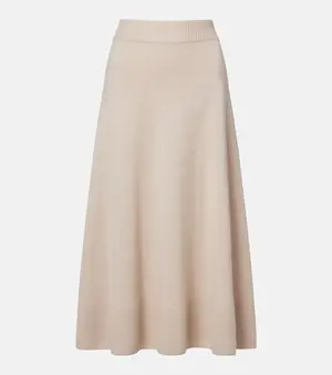 Agnona Cashmere Midi Skirt - Beige