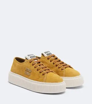 Miu Miu Suede Platform Sneakers - Brown
