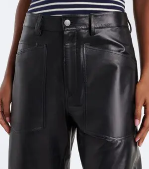 NILI LOTAN Leather Barrel-leg Pants