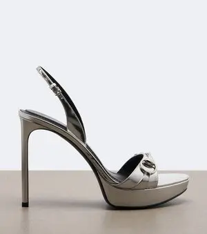 Gucci Donna Metallic Leather Platform Sandals