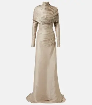 MARMAR HALIM Pleated Taffeta Gown - Gold