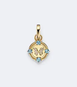 FOUNDRAE Reverie Butterfly 18kt Yellow Pendant With Diamonds And Topaz - Gold
